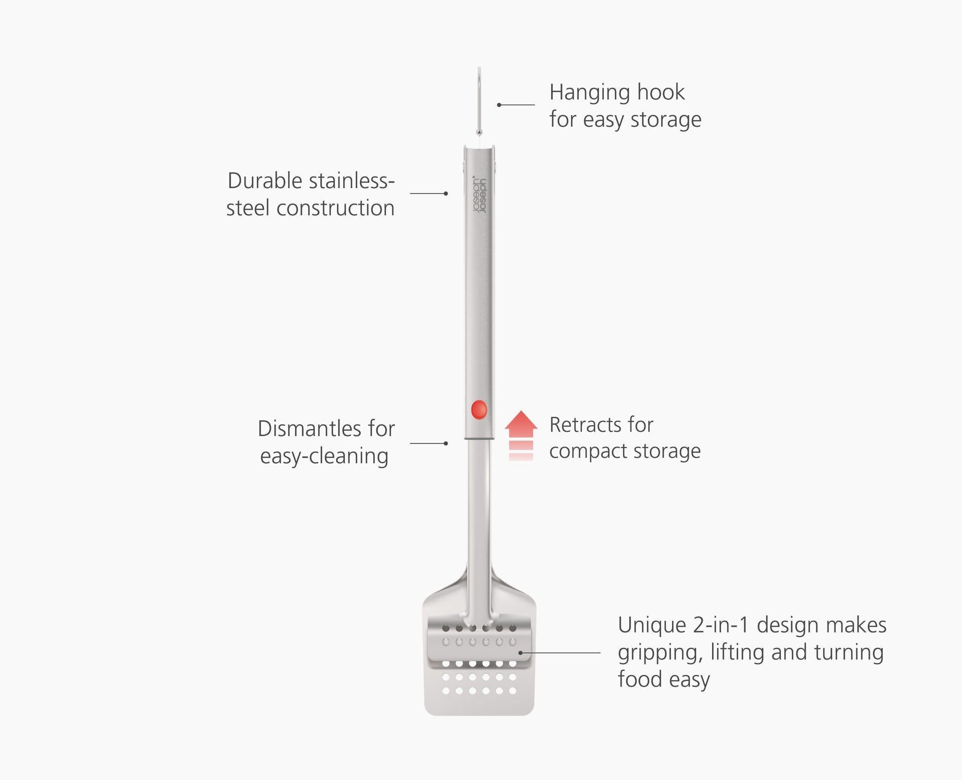 2-in-1 Retractable Grill Tongs with Spatula | Joseph Joseph US