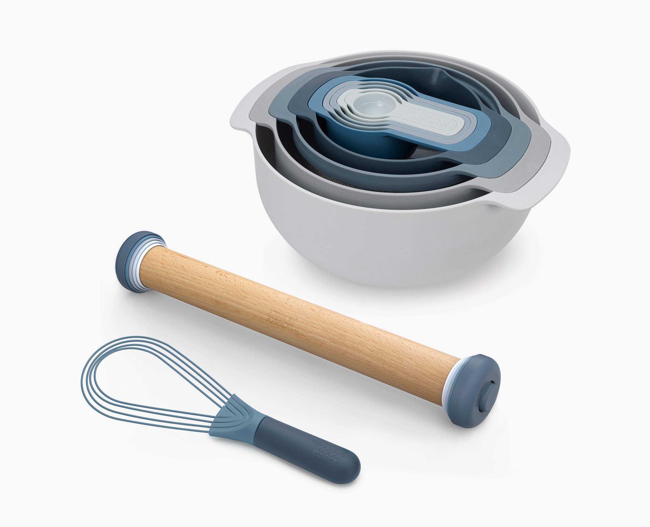 Blue Baking Set with Bowls, Rolling Pin, Whisk | Joseph Joseph US