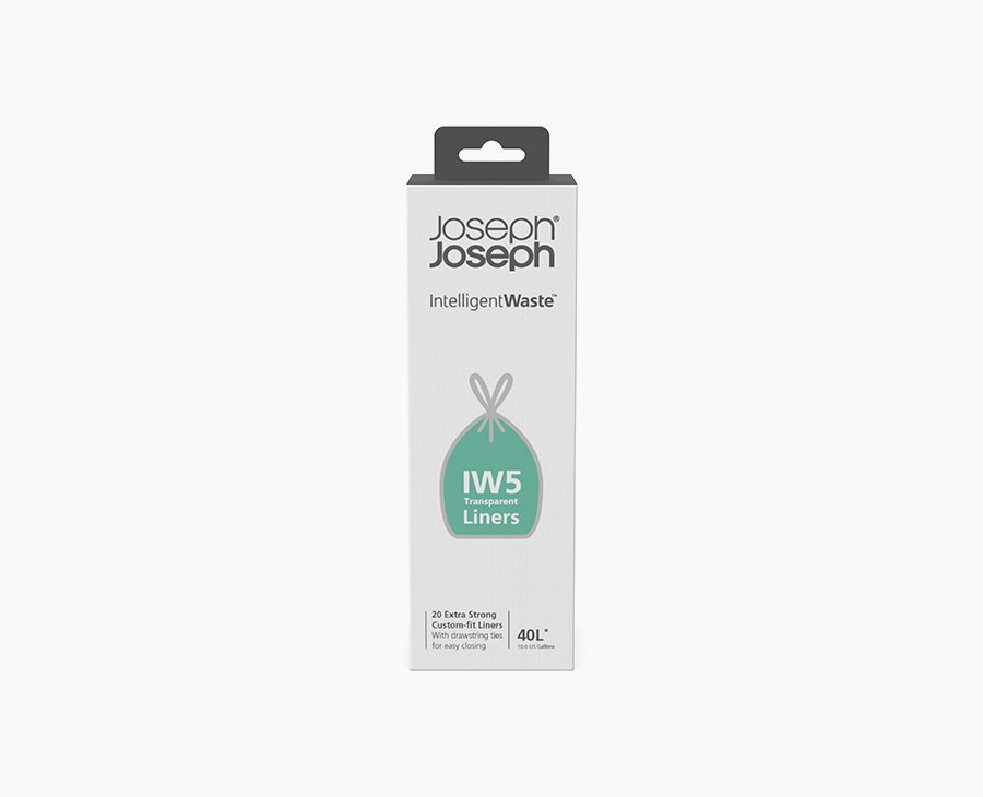 IW5 Extra Strong 20 Clear Trash Bags - up to 60L | Joseph Joseph US