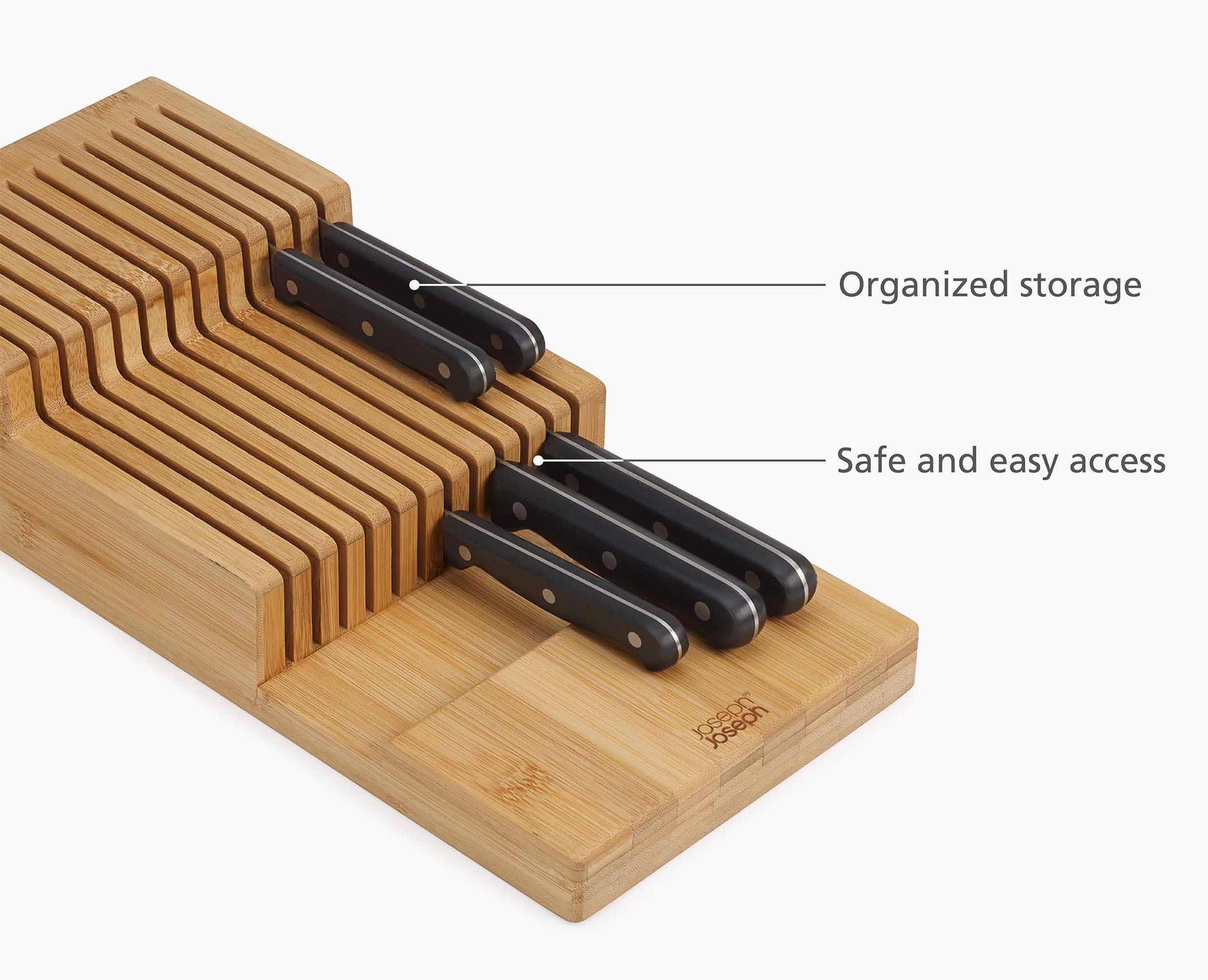 Large Bamboo In-Drawer Knife Organizer | Joseph Joseph US