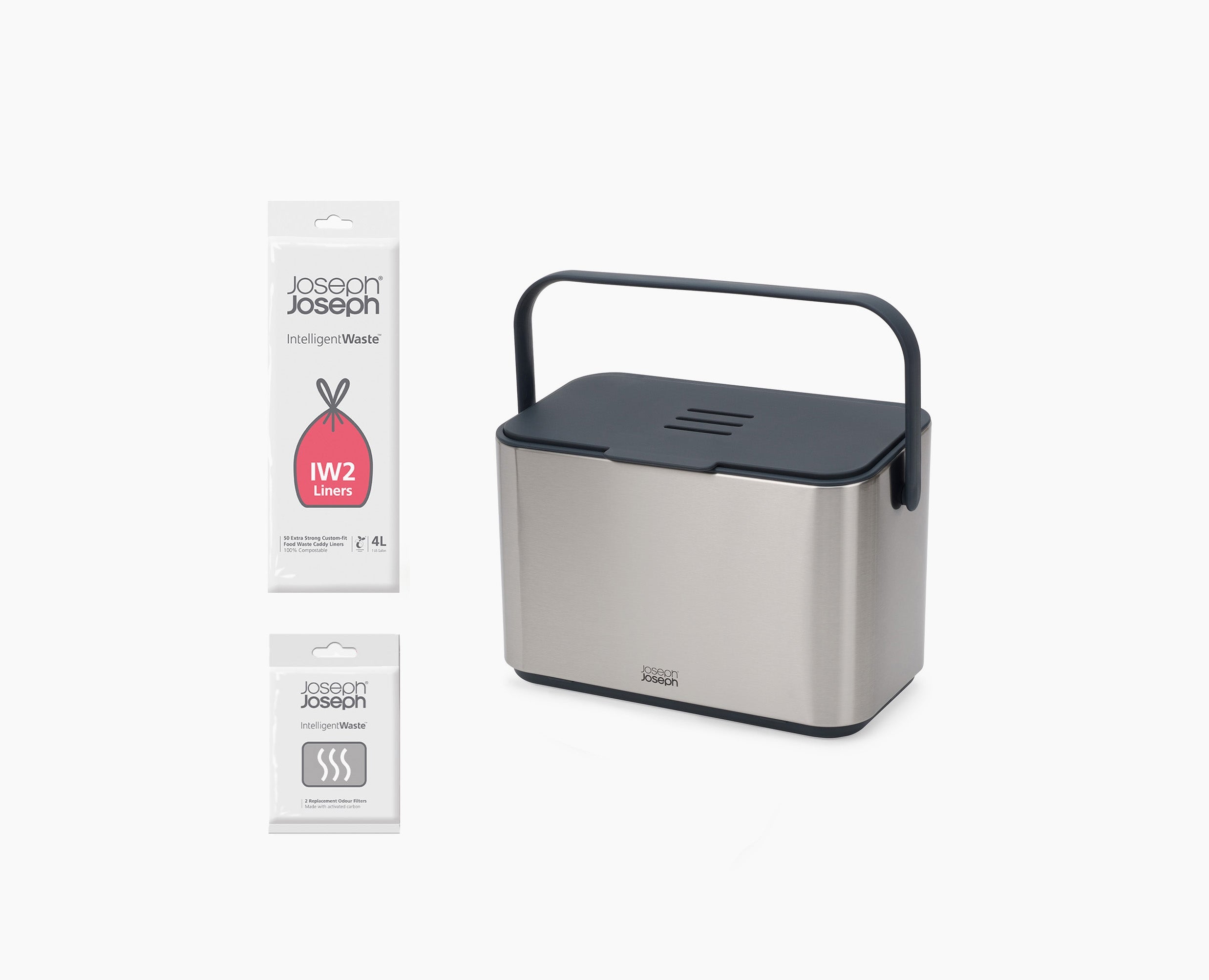 4L Stainless-Steel Compost Bin Set | Joseph Joseph US