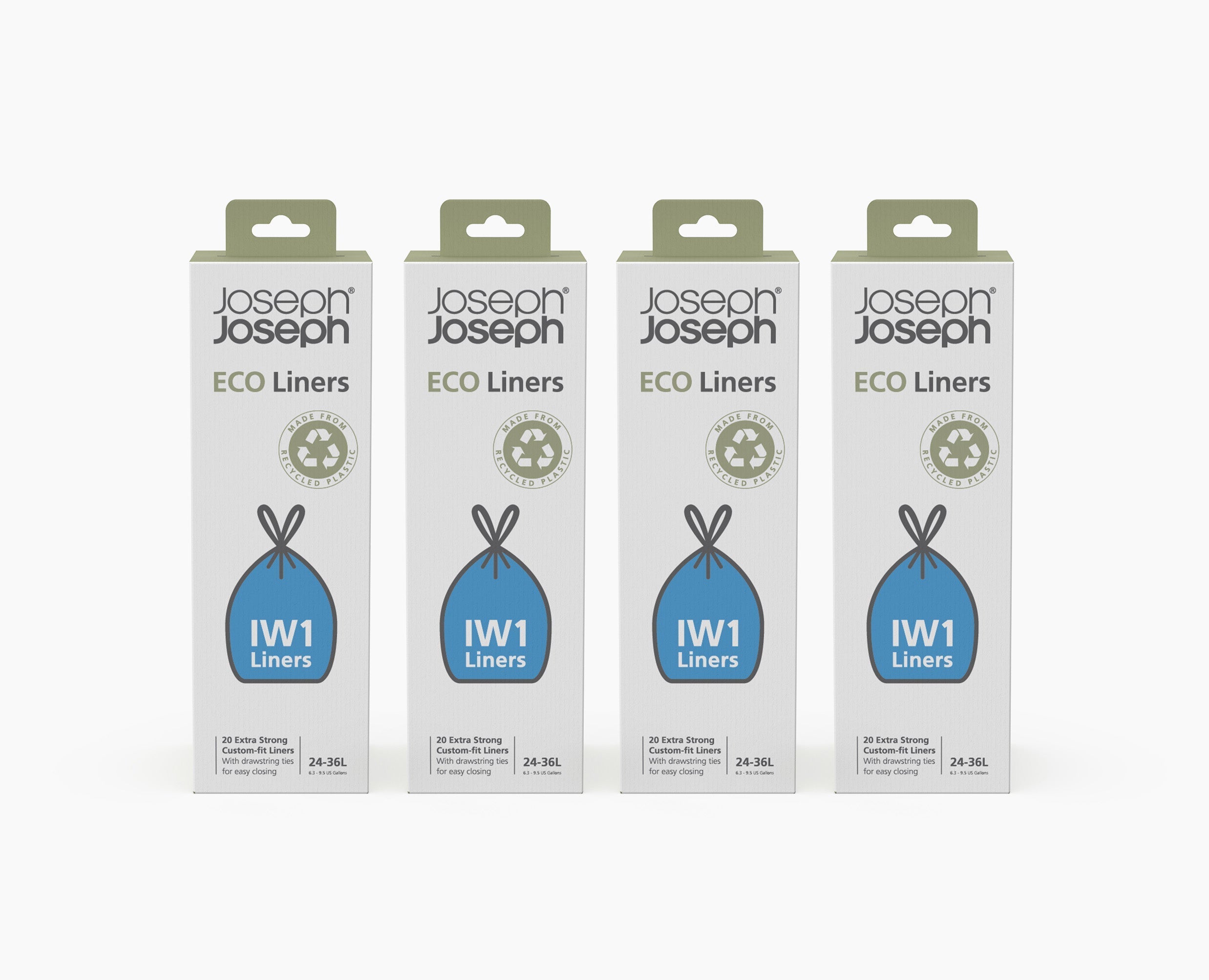 4-pack IW1 24-36L Gray Recycled Trash Bags | Joseph Joseph US
