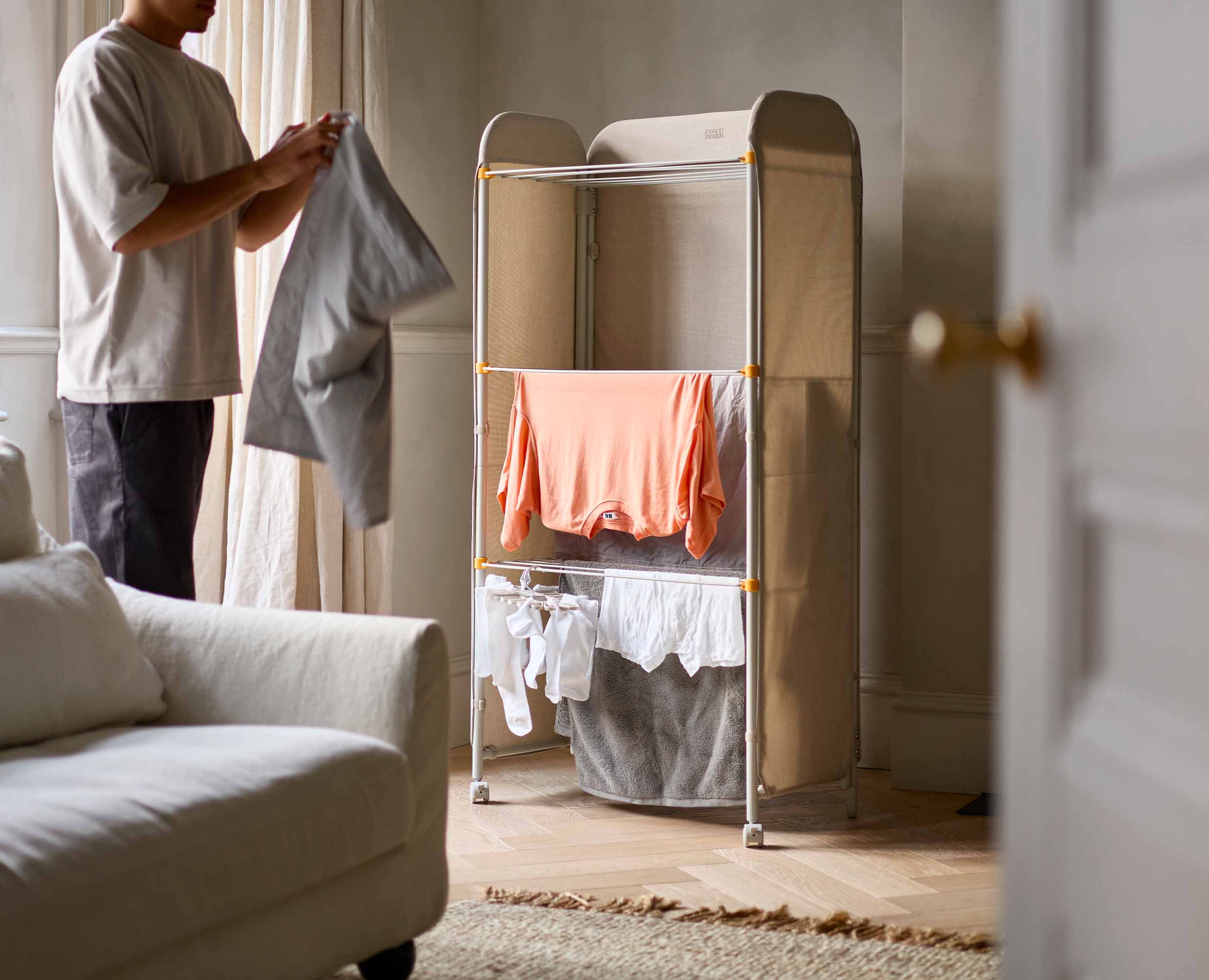 Eclipse™ Ecru 3-tier Clothes Drying Rack | Joseph Joseph US
