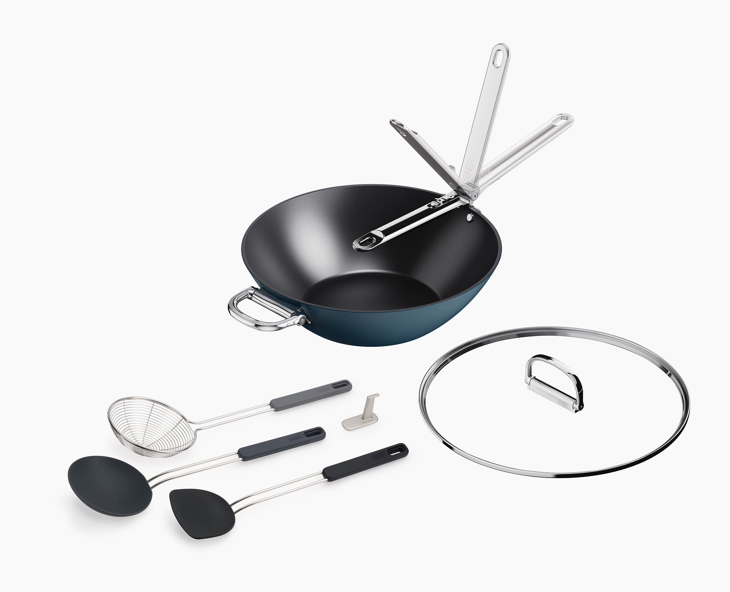 Wok Set with lid (12.5") and 3 Utensils | Joseph Joseph US