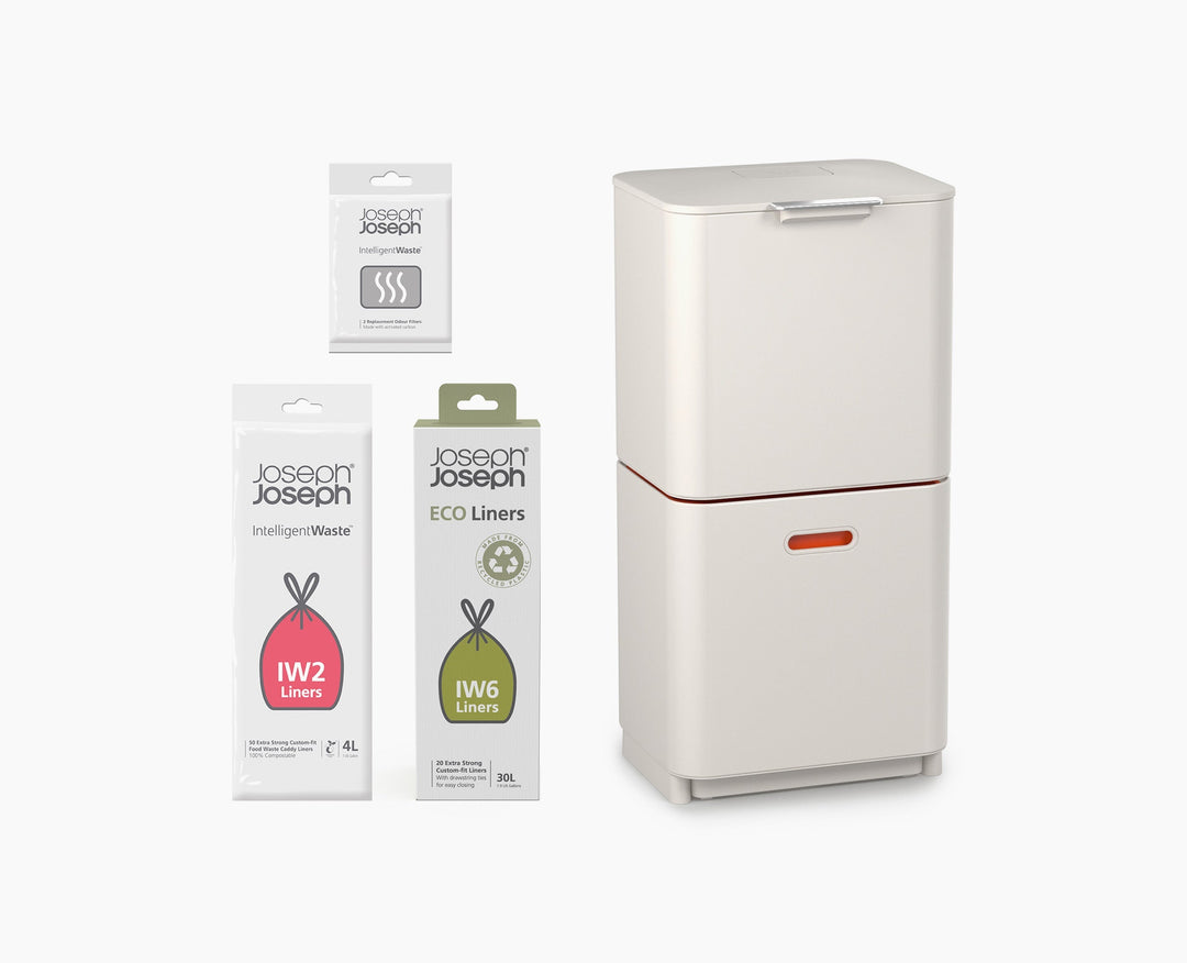 Trash & Recycling Totem 60L Set Stone | Joseph Joseph US