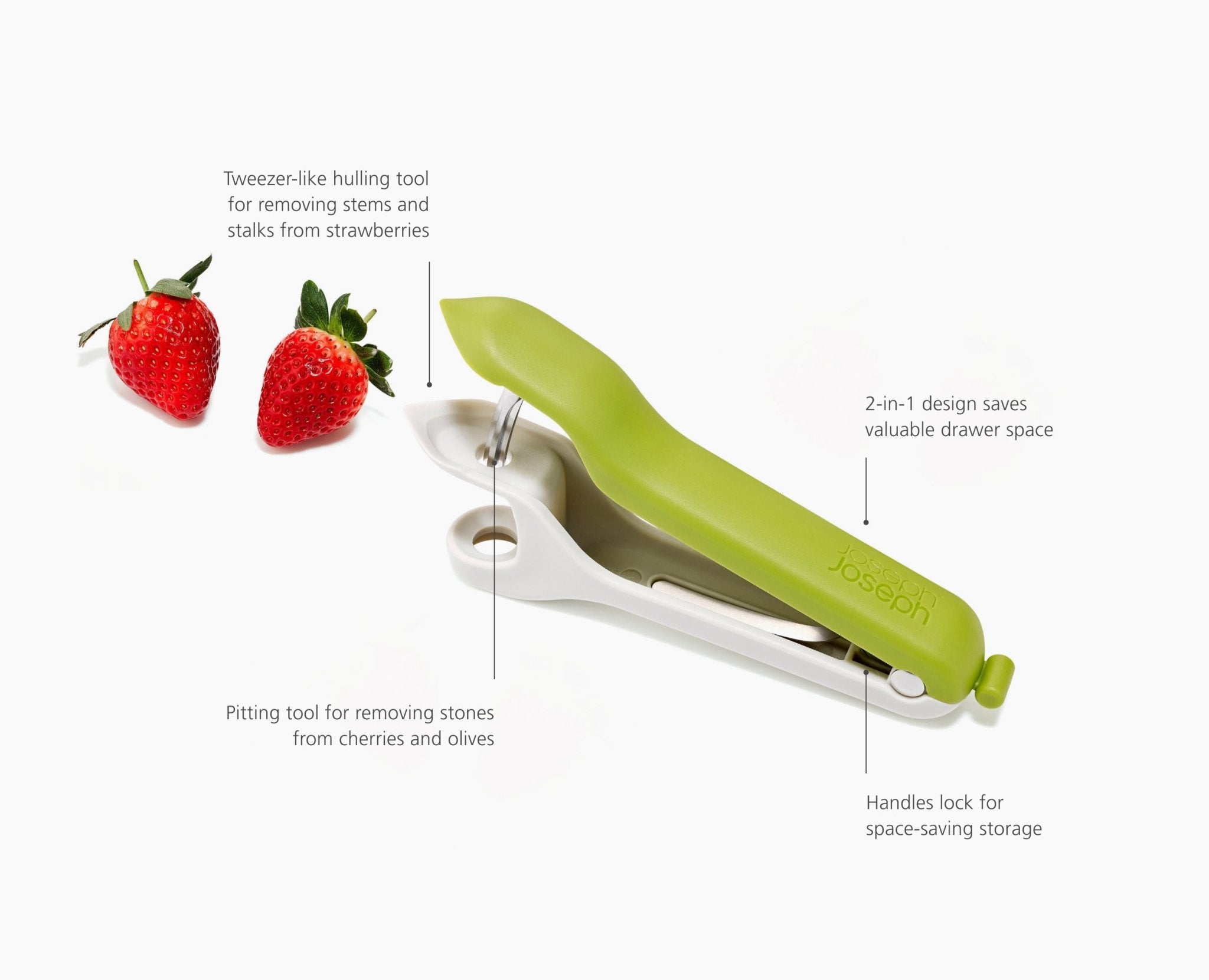 2-in-1 Cherry Pitter & Strawberry Huller | Joseph Joseph US